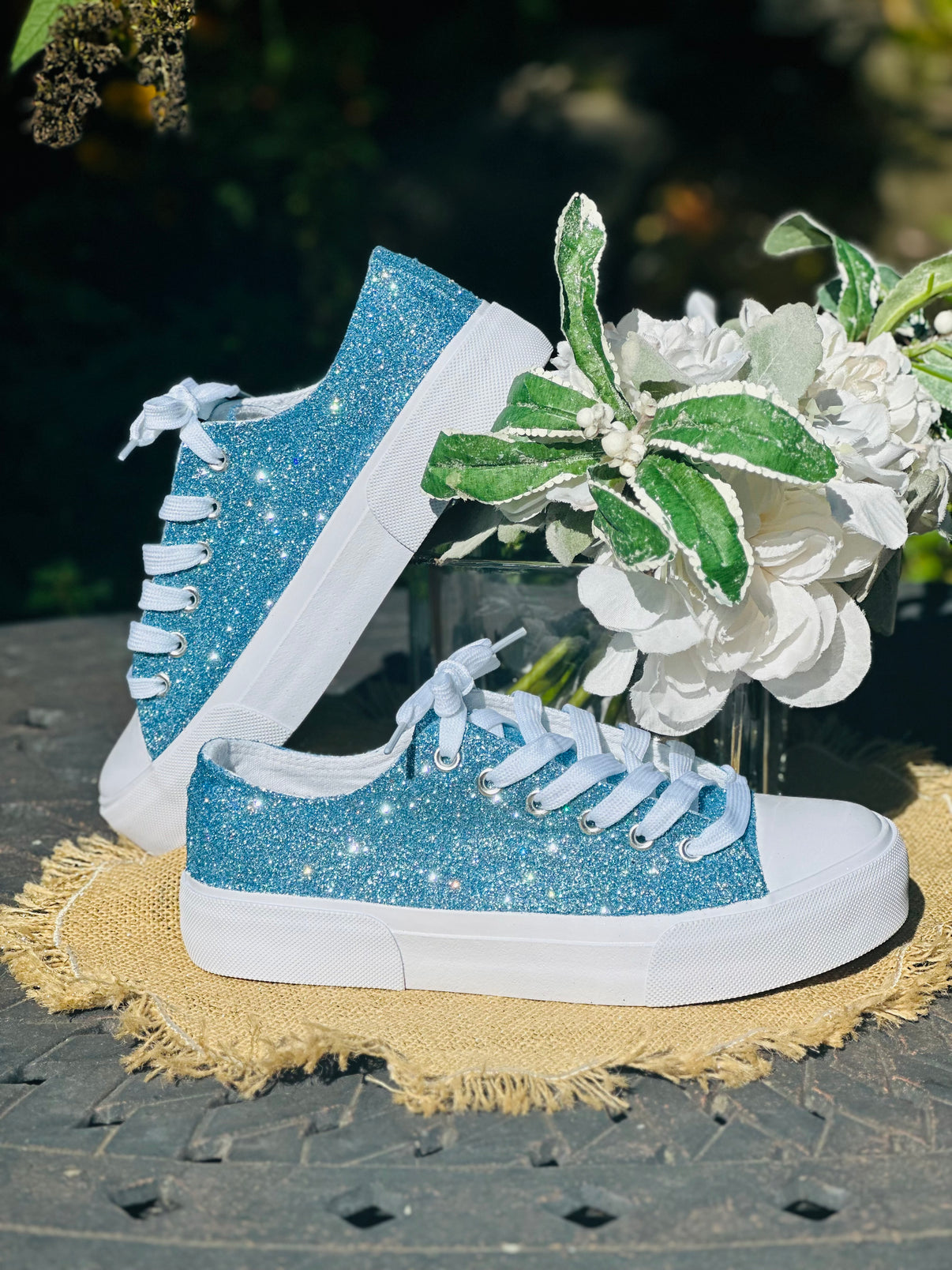 Light Blue Glitter Sneakers – Glitter It Glam Custom Sneakers