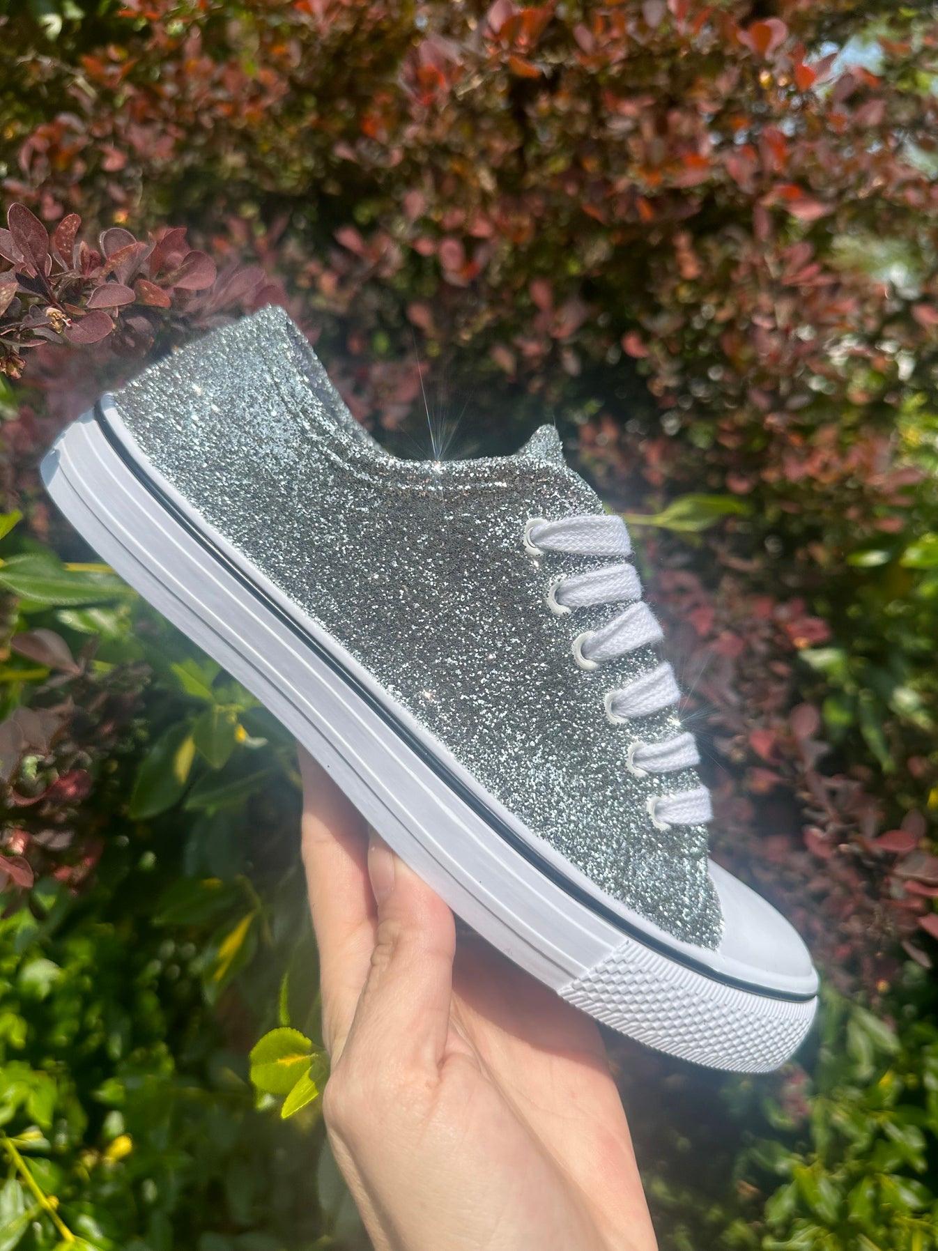 Silver Glitter Sneakers – Glitter It Glam Custom Sneakers