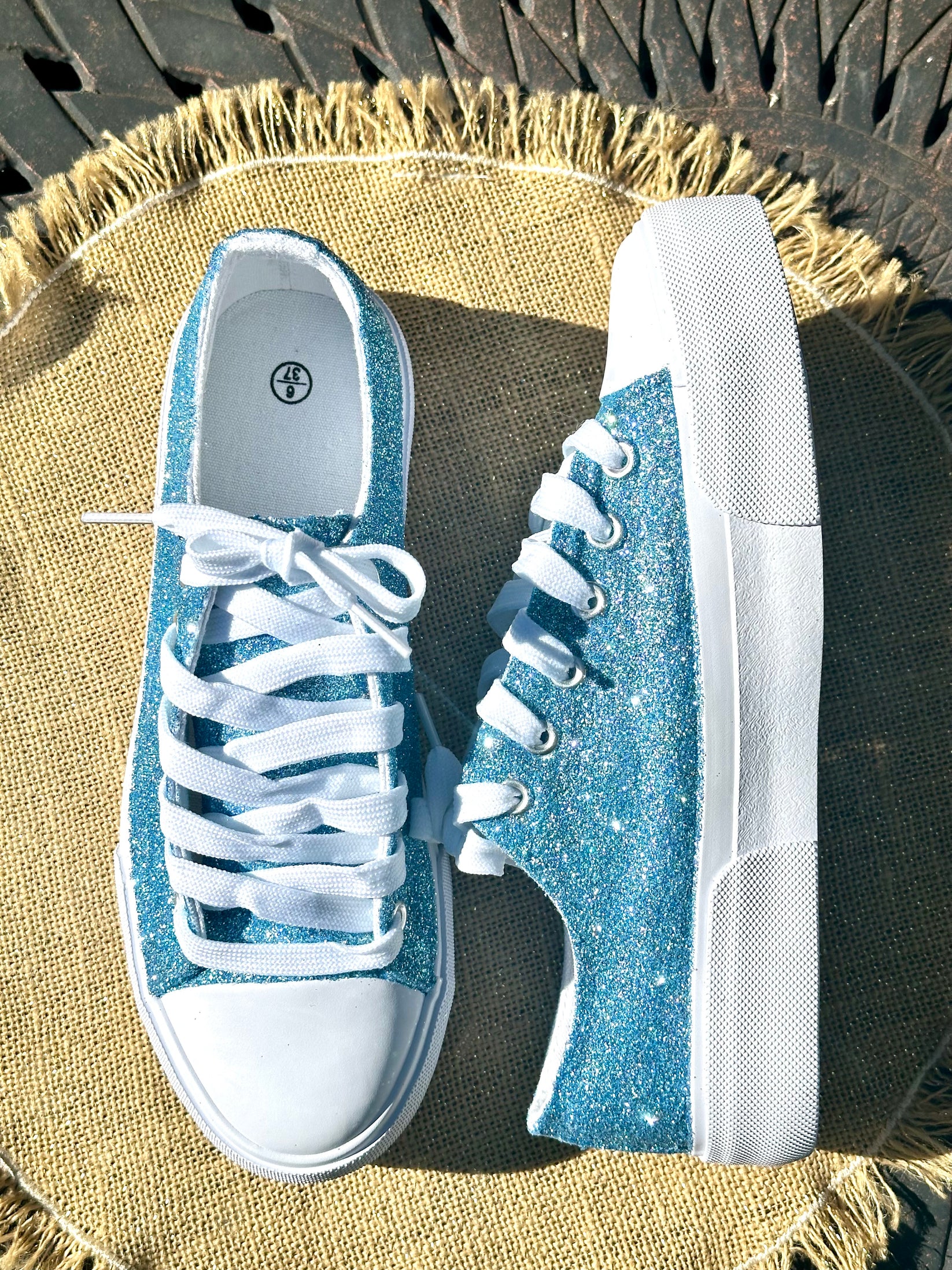 Light Blue Glitter Sneakers – Glitter It Glam Custom Sneakers