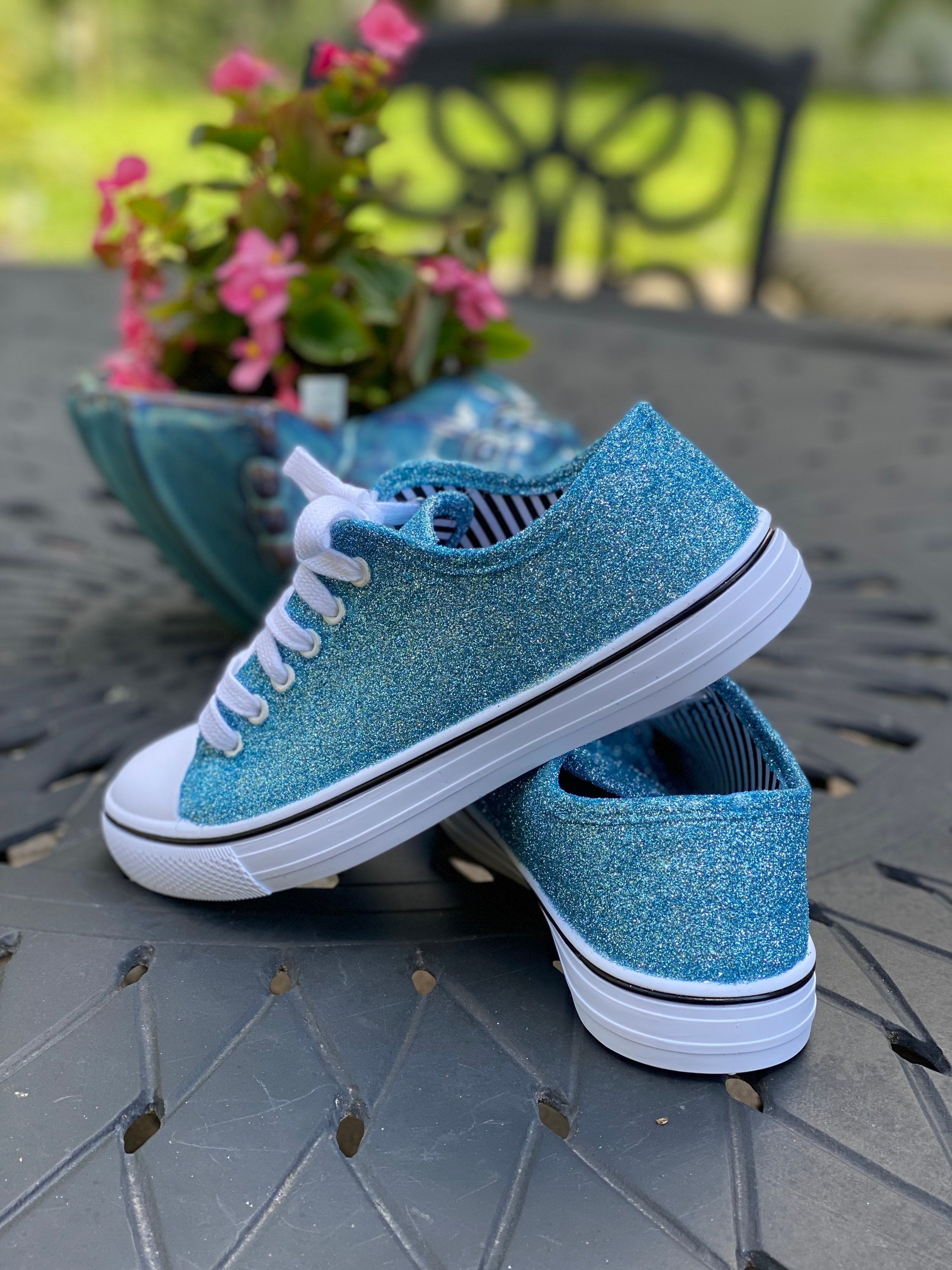 Light Blue Glitter Sneakers – Glitter It Glam Custom Sneakers