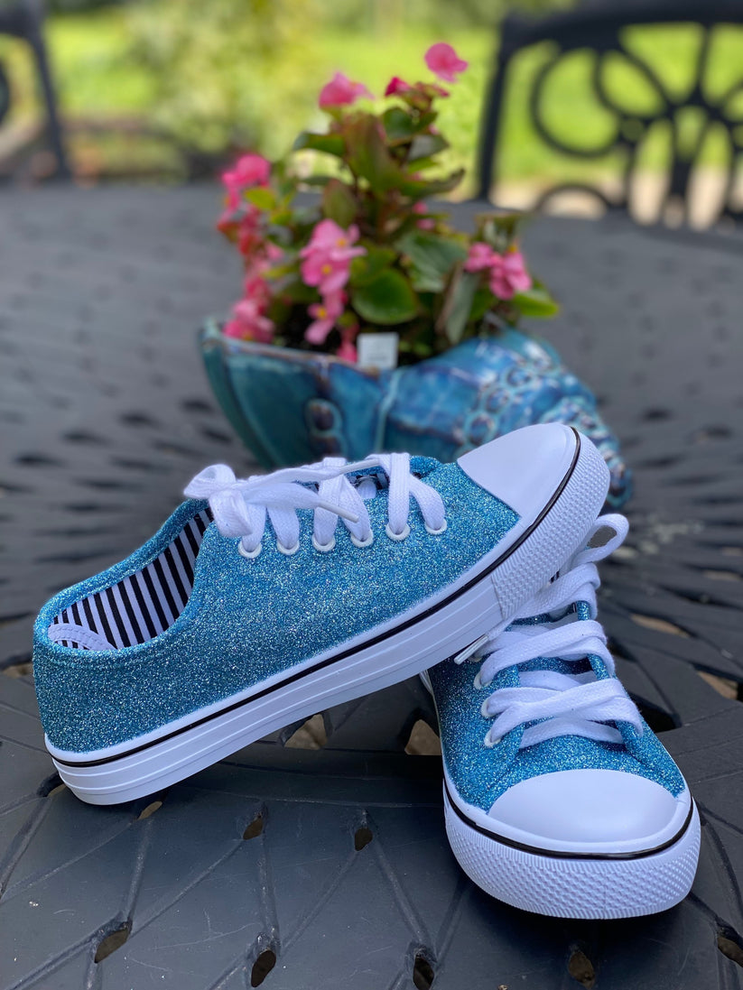 Light Blue Glitter Sneakers – Glitter It Glam Custom Sneakers