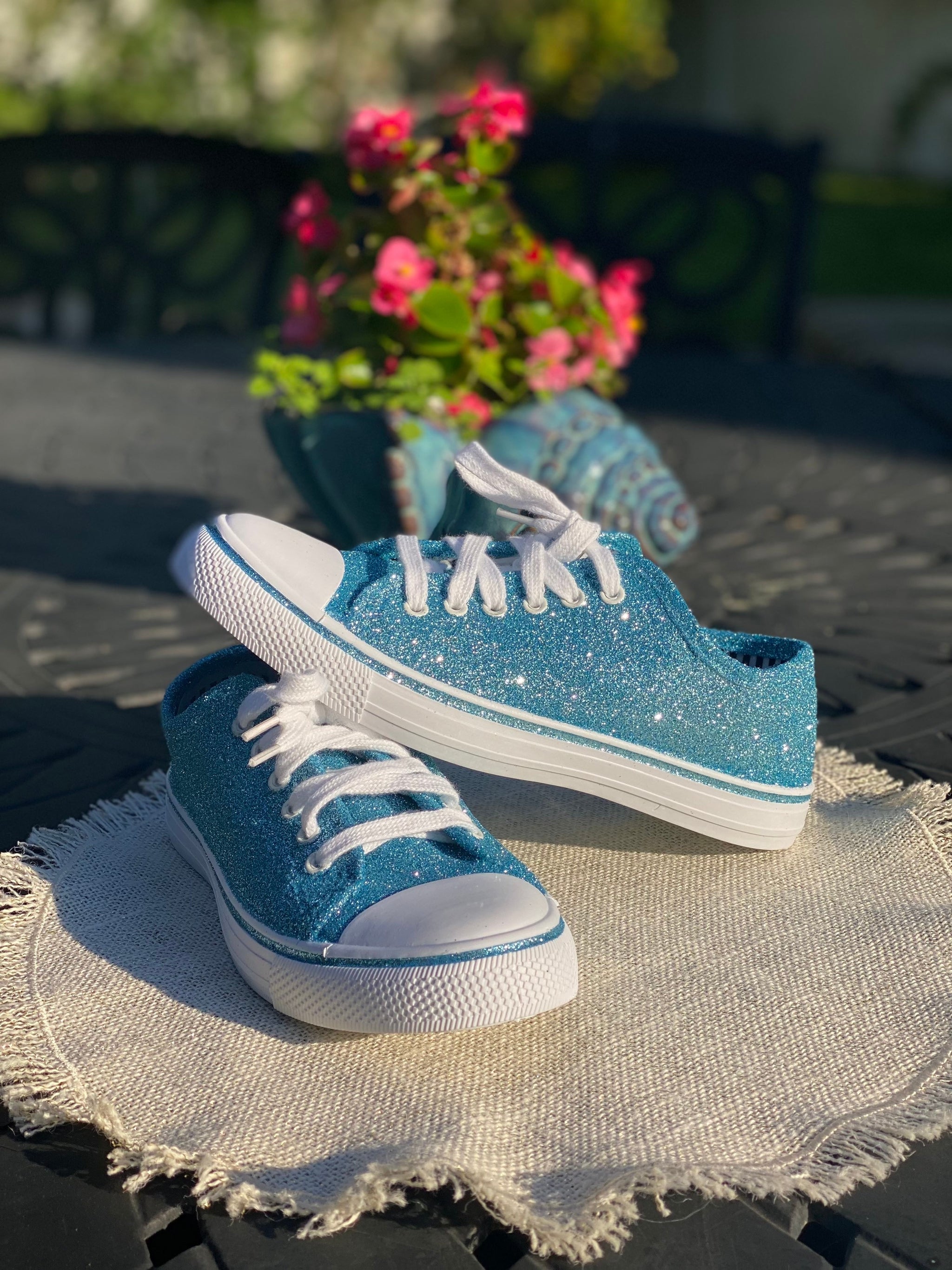 Light Blue Glitter Sneakers – Glitter It Glam Custom Sneakers
